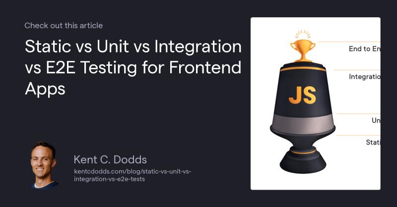 Adrian S. on LinkedIn: Static vs Unit vs Integration vs E2E Testing for ... Adrian S. on LinkedIn: Static vs Unit vs Integration vs E2E Testing for ...