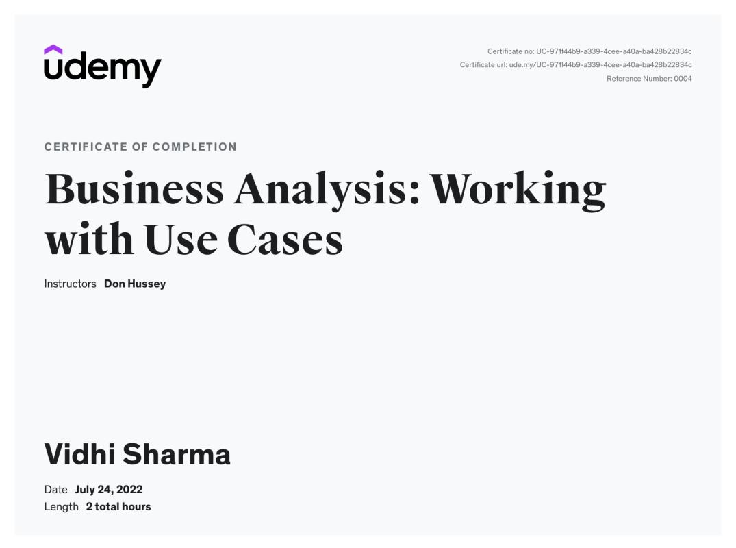 Vidhi Sharma on LinkedIn: Udemy Course Completion Certificate Vidhi Sharma on LinkedIn: Udemy Course Completion Certificate