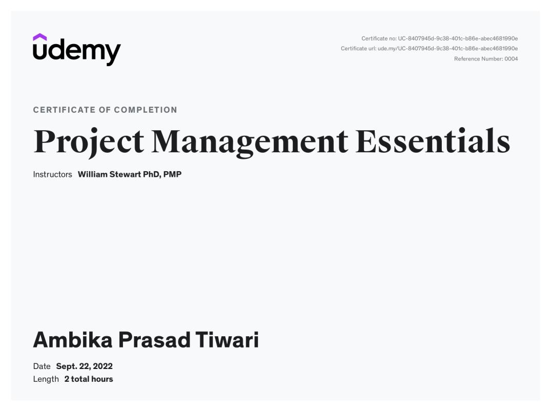 Ambika Tiwari on LinkedIn: Udemy Course Completion Certificate Ambika Tiwari on LinkedIn: Udemy Course Completion Certificate
