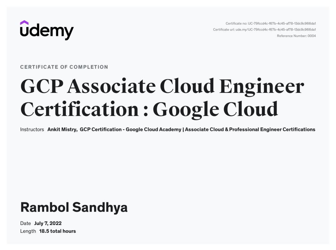 Sandhya Rambol on LinkedIn: Udemy Course Completion Certificate Sandhya Rambol on LinkedIn: Udemy Course Completion Certificate