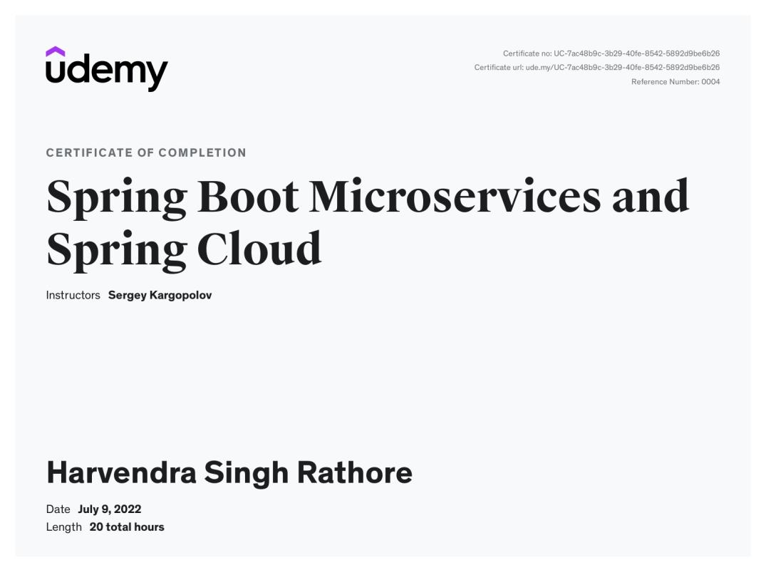 Harvendra Singh Rathore on LinkedIn: Udemy Course Completion Certificate Harvendra Singh Rathore on LinkedIn: Udemy Course Completion Certificate