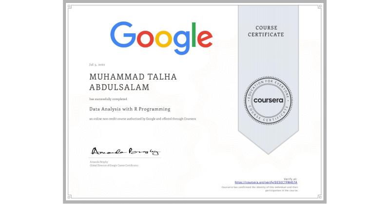 Muhammad Talha on LinkedIn: Completion Certificate for Data Analysis ... Muhammad Talha on LinkedIn: Completion Certificate for Data Analysis ...