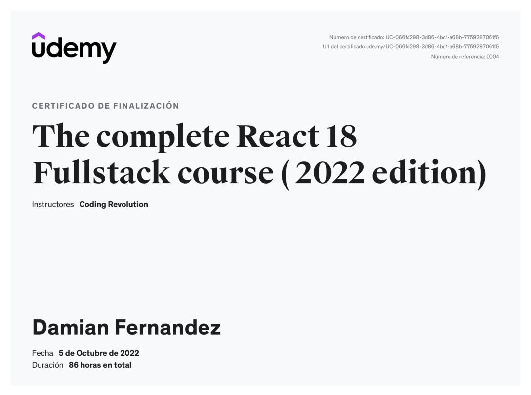 Damián Fernández on LinkedIn: Udemy Course Completion Certificate Damián Fernández on LinkedIn: Udemy Course Completion Certificate