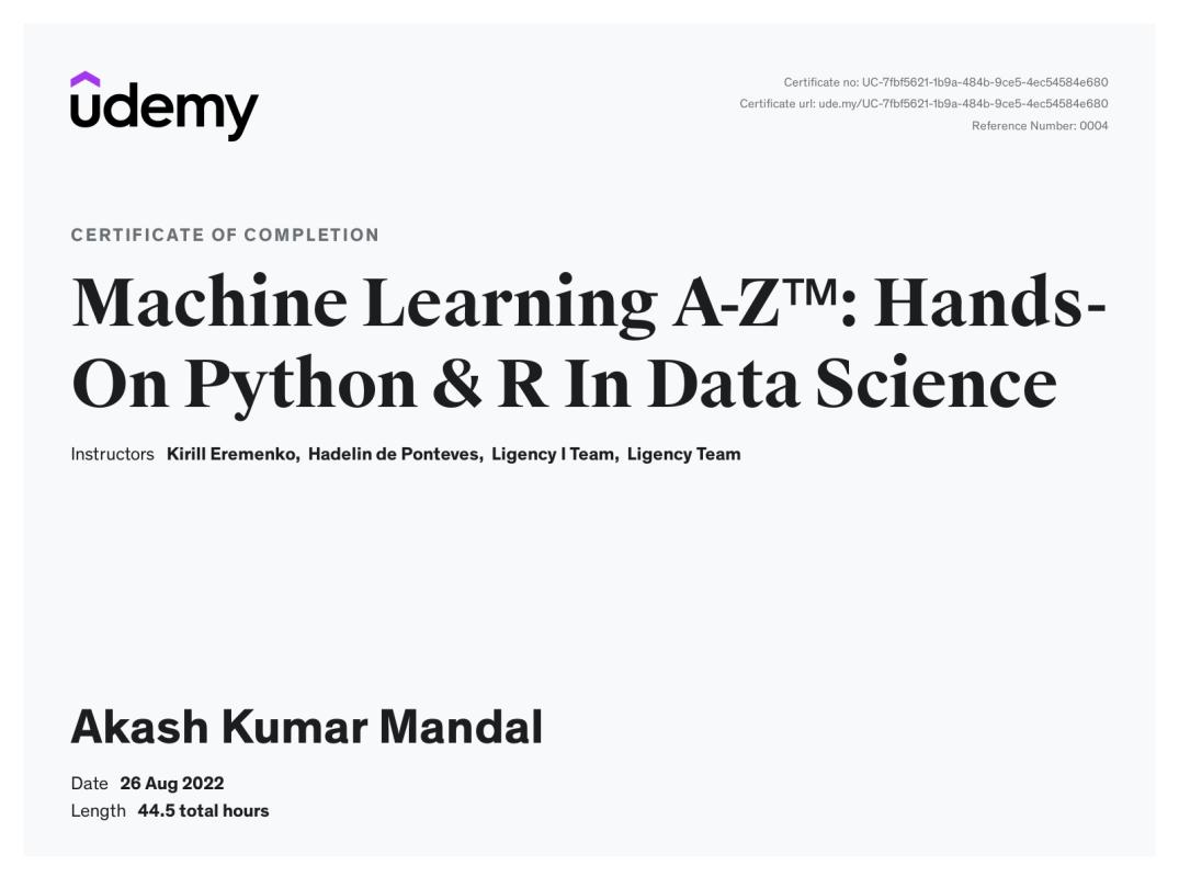 Akash Kumar Mandal on LinkedIn: Udemy Course Completion Certificate Akash Kumar Mandal on LinkedIn: Udemy Course Completion Certificate