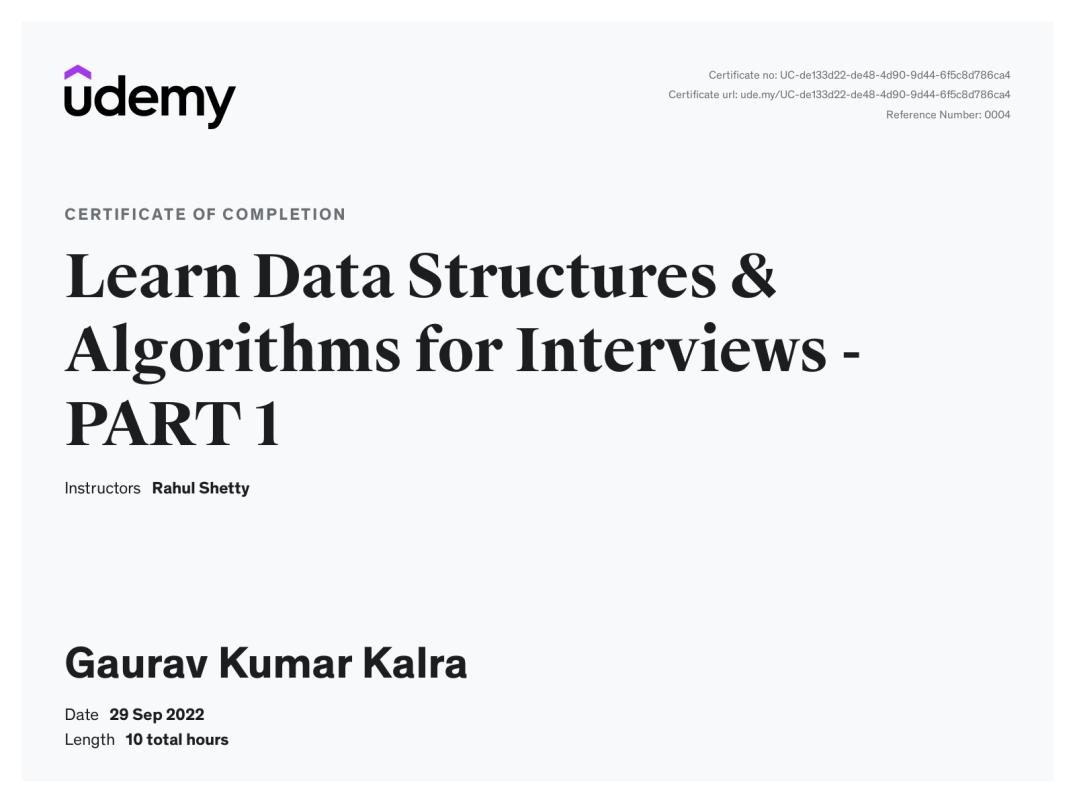 Gaurav Kumar Kalra on LinkedIn: Udemy Course Completion Certificate Gaurav Kumar Kalra on LinkedIn: Udemy Course Completion Certificate