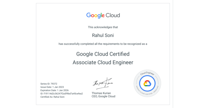 Rahul Soni on LinkedIn: Associate Cloud Engineer • Rahul Soni • Google ... Rahul Soni on LinkedIn: Associate Cloud Engineer • Rahul Soni • Google ...