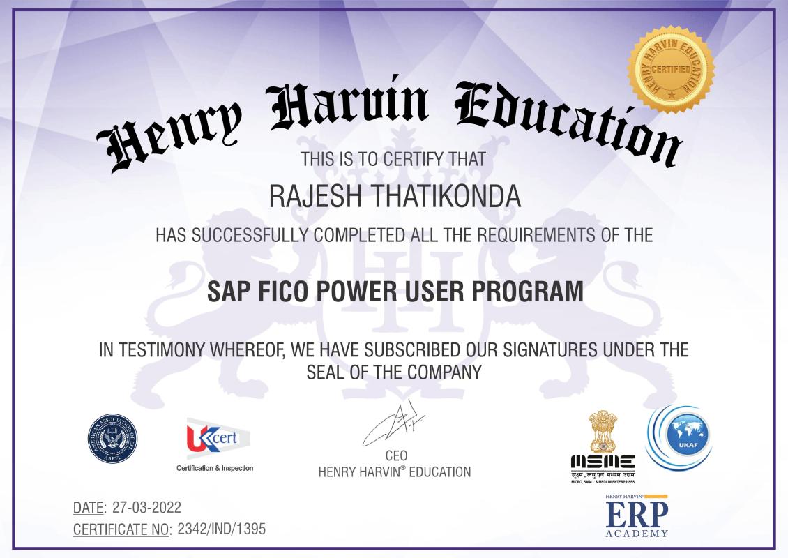 Thatikonda Rajesh on LinkedIn: I Recently get certificate on SAP FICO ... Thatikonda Rajesh on LinkedIn: I Recently get certificate on SAP FICO ...