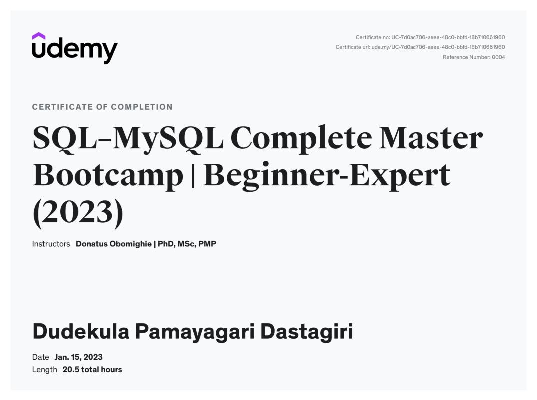 Dudekula Pamayagari Dastagiri on LinkedIn: Udemy Course Completion ... Dudekula Pamayagari Dastagiri on LinkedIn: Udemy Course Completion ...