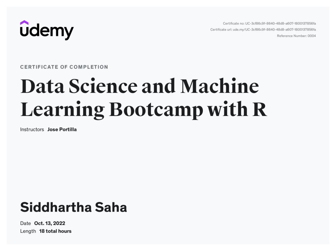 SIDDHARTHA SAHA on LinkedIn: Udemy Course Completion Certificate SIDDHARTHA SAHA on LinkedIn: Udemy Course Completion Certificate