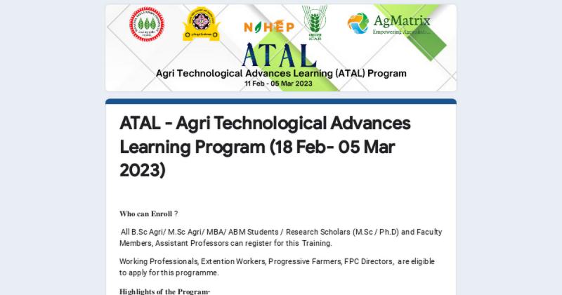 Bipasha Dutta on LinkedIn: ATAL - Agri Technological Advances Learning ... Bipasha Dutta on LinkedIn: ATAL - Agri Technological Advances Learning ...