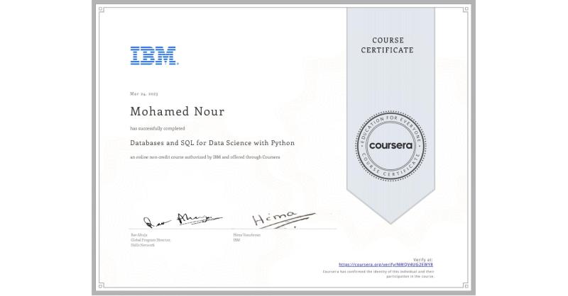 Mohamed salah Nour on LinkedIn: Completion Certificate for Databases ... Mohamed salah Nour on LinkedIn: Completion Certificate for Databases ...
