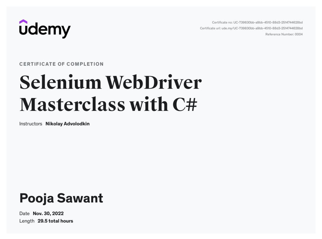 Pooja Sawant auf LinkedIn: Udemy Course Completion Certificate Pooja Sawant auf LinkedIn: Udemy Course Completion Certificate