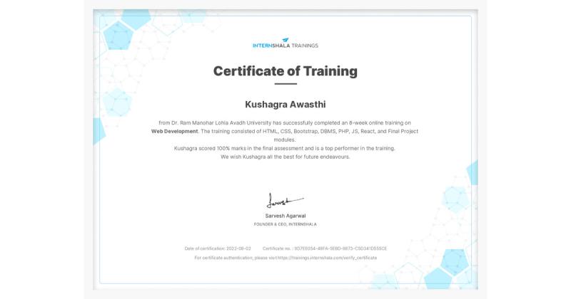 Kushagra Awasthi on LinkedIn: Successfully completed the Web ... Kushagra Awasthi on LinkedIn: Successfully completed the Web ...