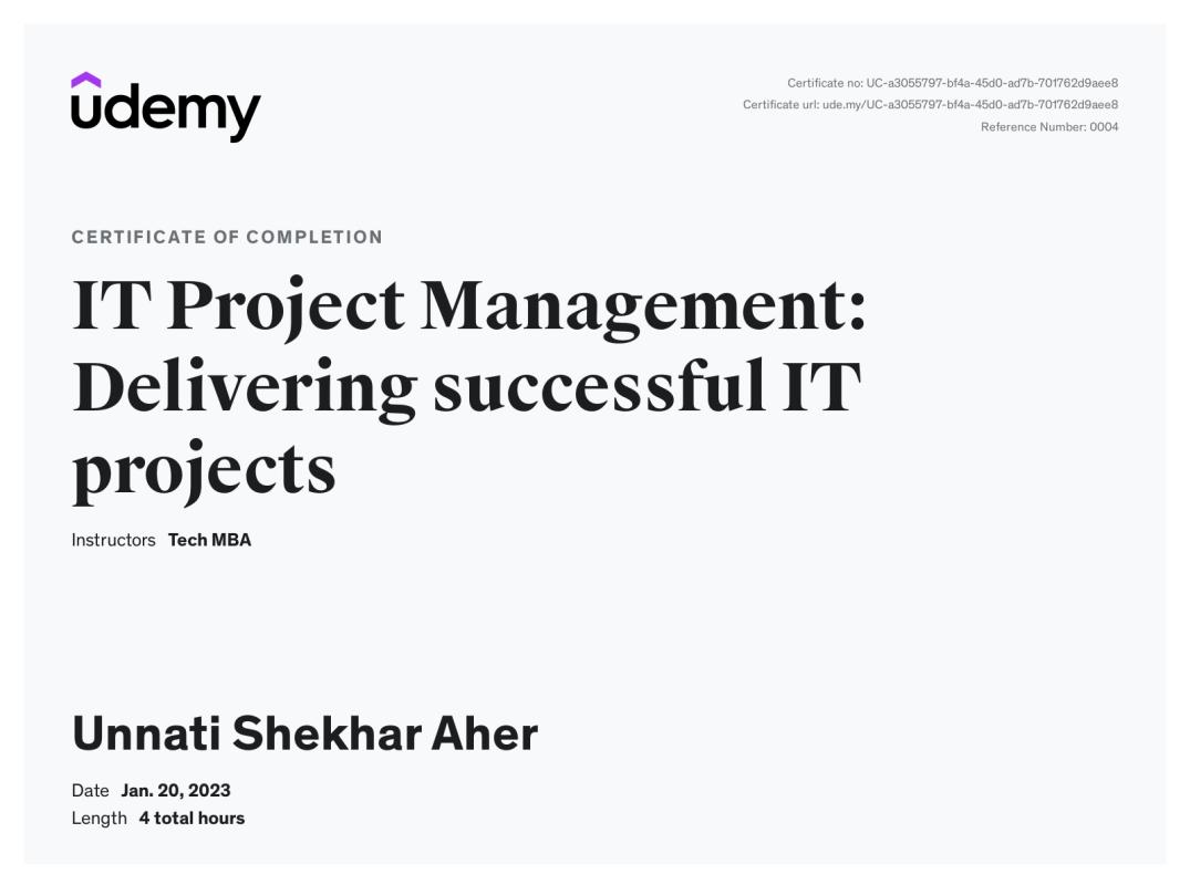 Unnati Aher on LinkedIn: Udemy Course Completion Certificate Unnati Aher on LinkedIn: Udemy Course Completion Certificate
