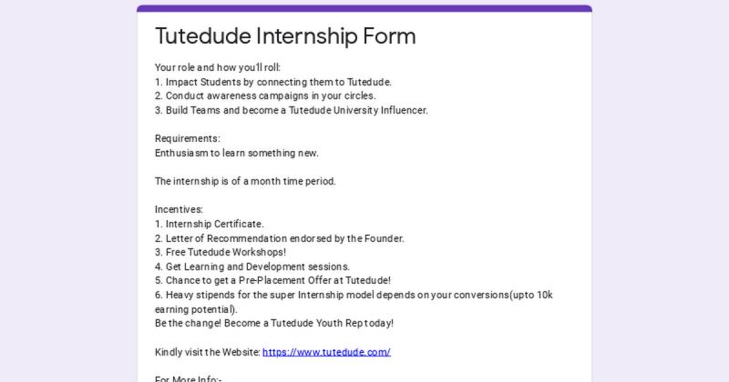 Abhishek Kumar Choudhary on LinkedIn: Tutedude Internship Form Abhishek Kumar Choudhary on LinkedIn: Tutedude Internship Form