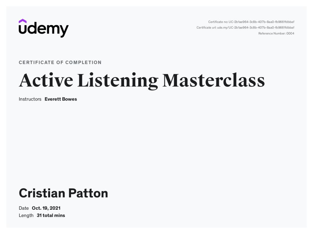 Cristian Patton on LinkedIn: Udemy Course Completion Certificate Cristian Patton on LinkedIn: Udemy Course Completion Certificate