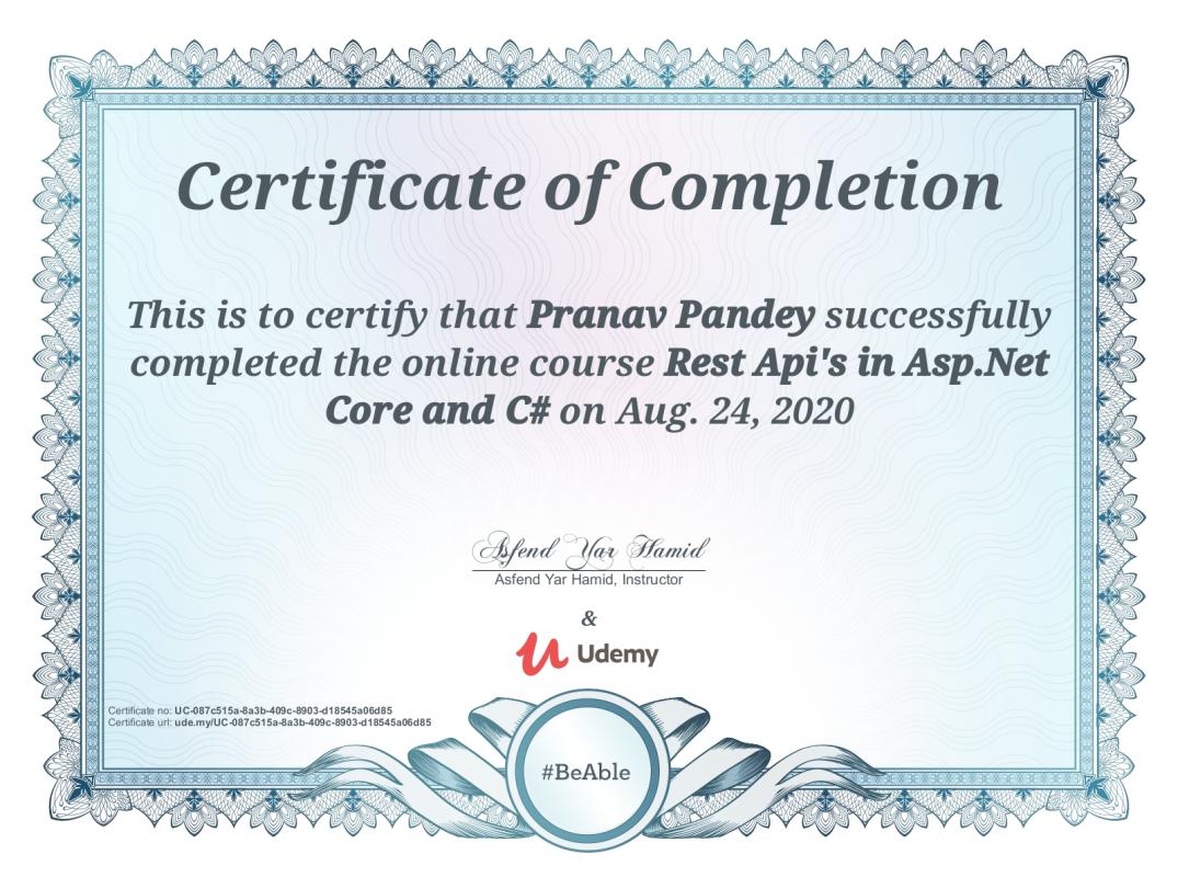 Pranav Pandey on LinkedIn: Completed my online course on asp.net core ... Pranav Pandey on LinkedIn: Completed my online course on asp.net core ...