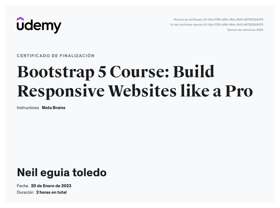 Neil Eguia Toledo on LinkedIn: Udemy Course Completion Certificate Neil Eguia Toledo on LinkedIn: Udemy Course Completion Certificate