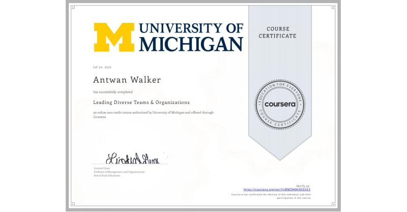 Dr. Antwan Walker, MBA, ME, Ed.S. on LinkedIn: Completion Certificate ... Dr. Antwan Walker, MBA, ME, Ed.S. on LinkedIn: Completion Certificate ...