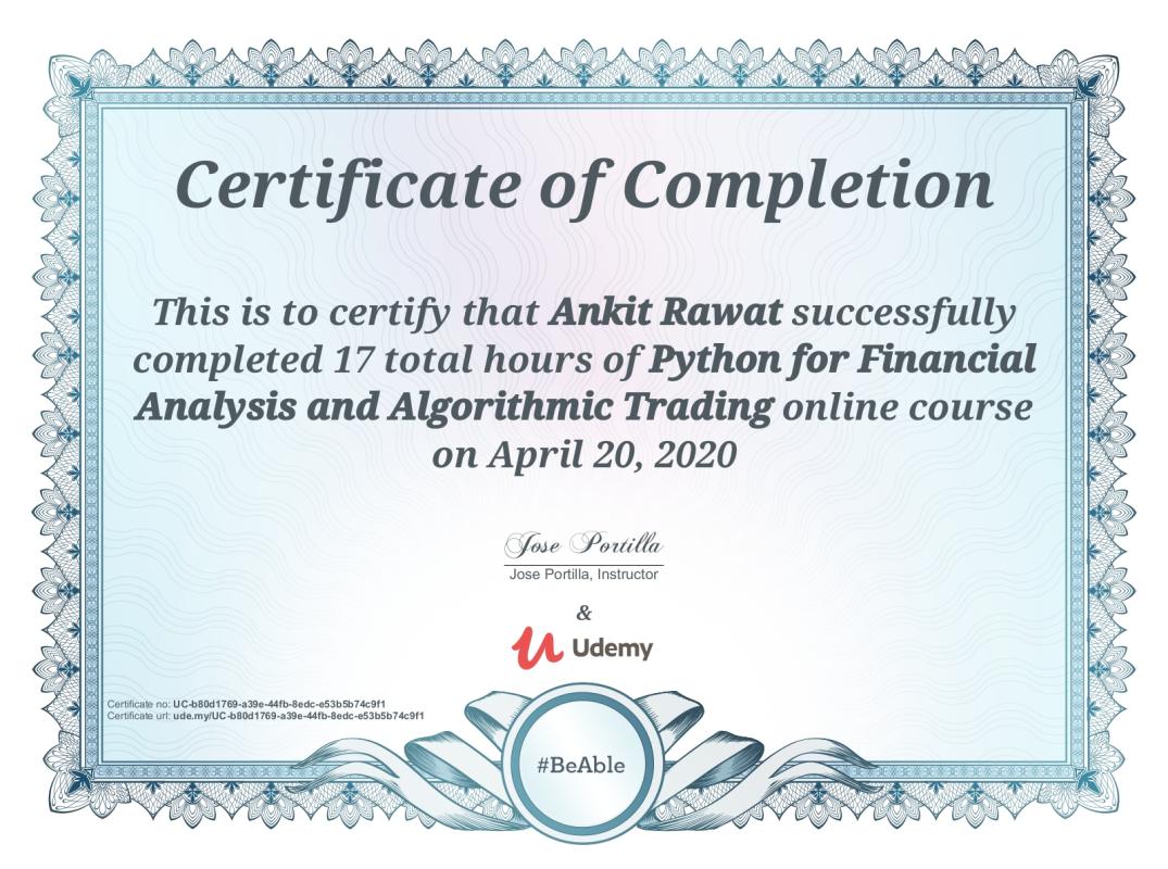 Ankit Rawat on LinkedIn: Udemy Course Completion Certificate Ankit Rawat on LinkedIn: Udemy Course Completion Certificate