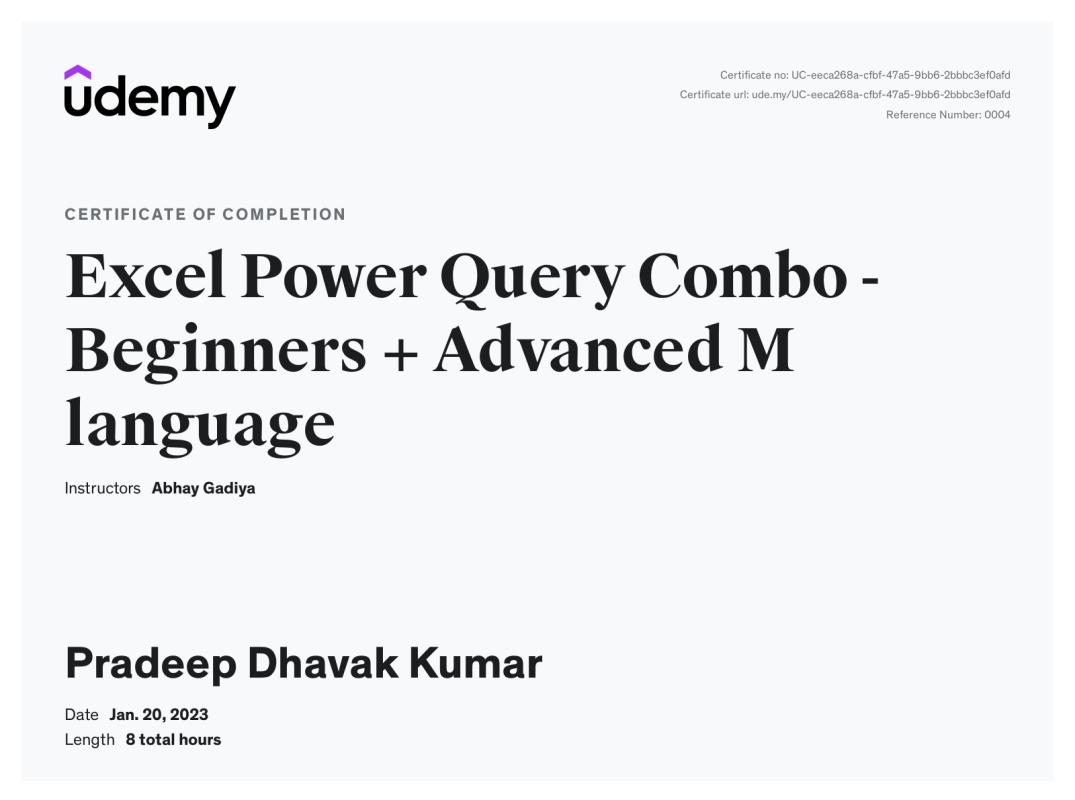 Pradeep Dhavak Kumar on LinkedIn: Udemy Course Completion Certificate Pradeep Dhavak Kumar on LinkedIn: Udemy Course Completion Certificate