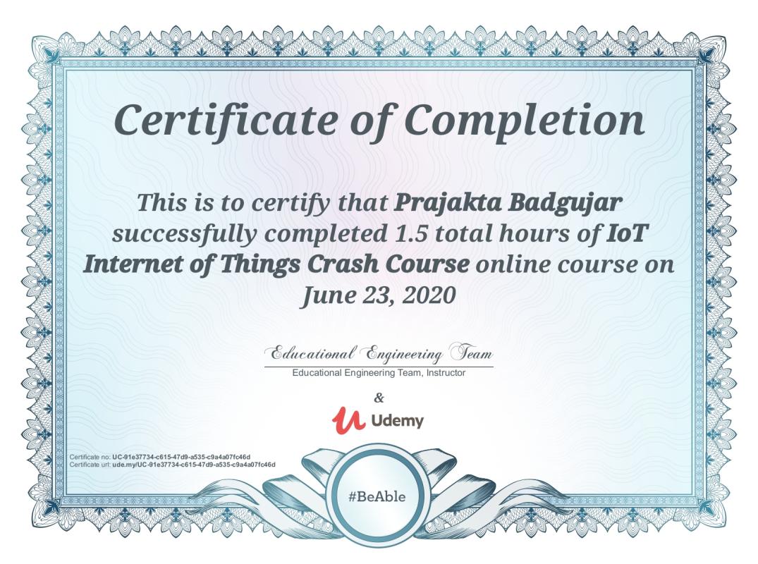Prajakta Badgujar on LinkedIn: #iot #udemy Prajakta Badgujar on LinkedIn: #iot #udemy