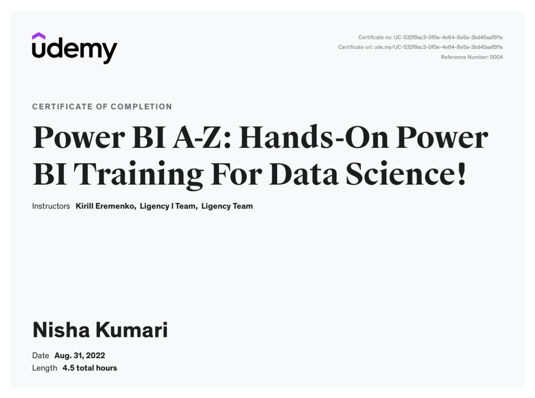 Nisha Kumari on LinkedIn: Udemy Course Completion Certificate Nisha Kumari on LinkedIn: Udemy Course Completion Certificate