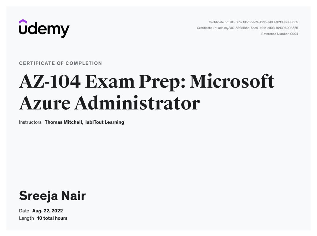 Sreeja Nair on LinkedIn: Udemy Course Completion Certificate Sreeja Nair on LinkedIn: Udemy Course Completion Certificate