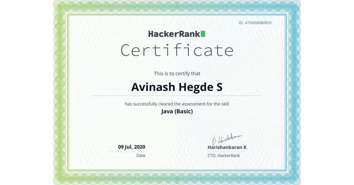 Avinash Hegde on LinkedIn: #lockdownlearning #hackerrank #javaprogramming Avinash Hegde on LinkedIn: #lockdownlearning #hackerrank #javaprogramming