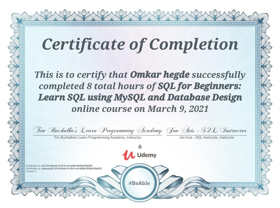 Omkar Hegde on LinkedIn: #udemyforbusiness #elearning #sql Omkar Hegde on LinkedIn: #udemyforbusiness #elearning #sql