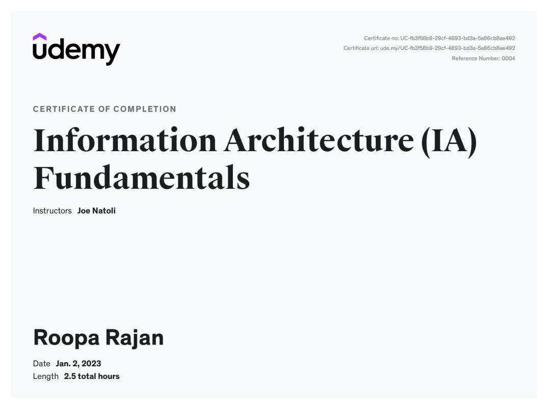 Roopa Rajan on LinkedIn: Udemy Course Completion Certificate Roopa Rajan on LinkedIn: Udemy Course Completion Certificate