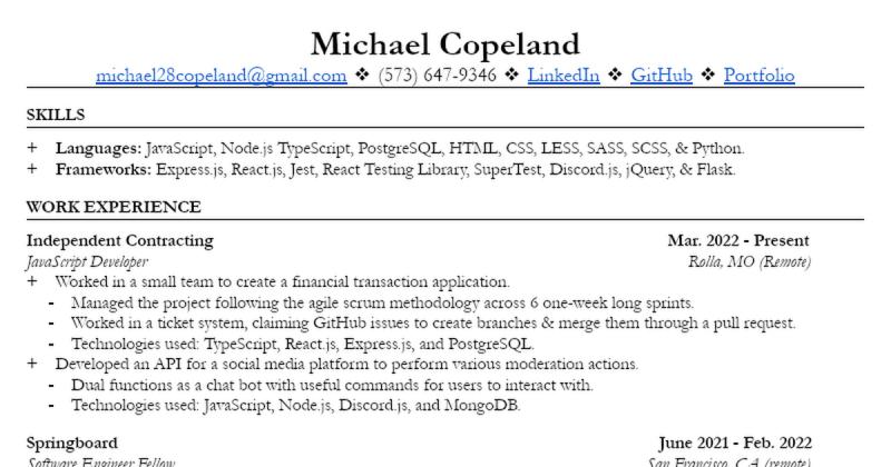 Michael Copeland on LinkedIn: JavaScript Developer.docx | 14 comments Michael Copeland on LinkedIn: JavaScript Developer.docx | 14 comments