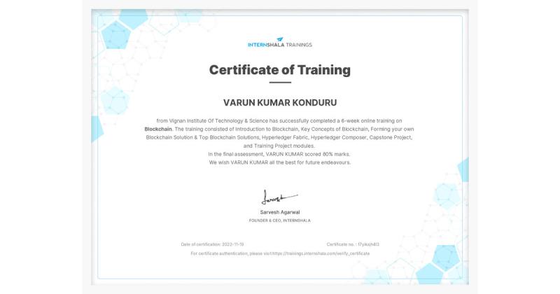 varun kumar konduru on LinkedIn: Successfully completed the Blockchain ... varun kumar konduru on LinkedIn: Successfully completed the Blockchain ...
