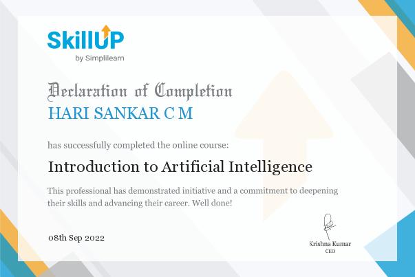 Hari Sankar C M on LinkedIn: HARI SANKAR C M has successfully completed ... Hari Sankar C M on LinkedIn: HARI SANKAR C M has successfully completed ...
