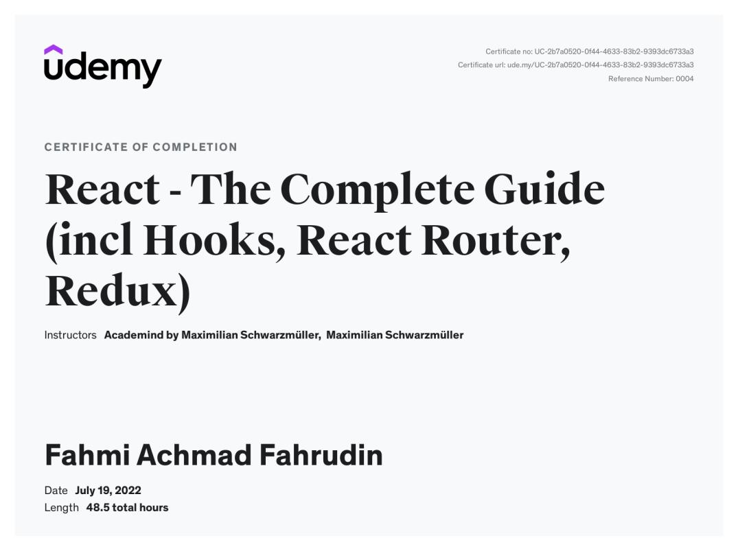 Fahmi Achmad Fahrudin on LinkedIn: Udemy Course Completion Certificate Fahmi Achmad Fahrudin on LinkedIn: Udemy Course Completion Certificate