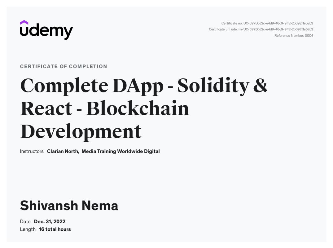 Shivansh Nema on LinkedIn: Udemy Course Completion Certificate Shivansh Nema on LinkedIn: Udemy Course Completion Certificate