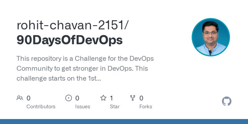 Rohit Chavan on LinkedIn: GitHub - rohit-chavan-2151/90DaysOfDevOps ... Rohit Chavan on LinkedIn: GitHub - rohit-chavan-2151/90DaysOfDevOps ...