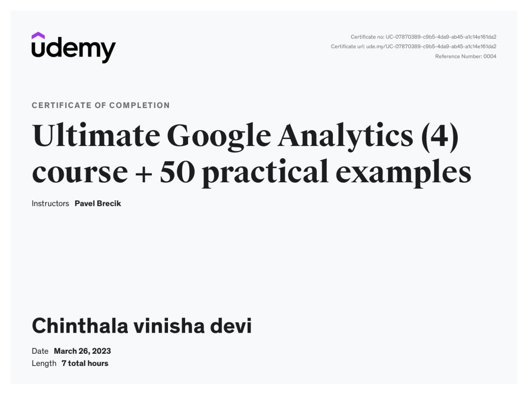 Vinisha Devi Chinthala on LinkedIn: Udemy Course Completion Certificate Vinisha Devi Chinthala on LinkedIn: Udemy Course Completion Certificate