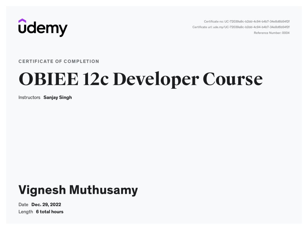 Vignesh Muthusamy on LinkedIn: Udemy Course Completion Certificate Vignesh Muthusamy on LinkedIn: Udemy Course Completion Certificate