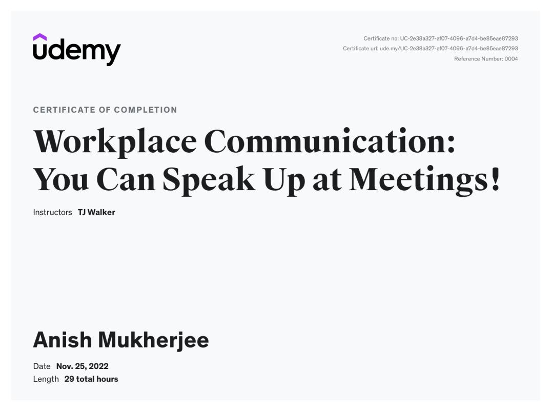 Anish Mukherjee on LinkedIn: Udemy Course Completion Certificate Anish Mukherjee on LinkedIn: Udemy Course Completion Certificate