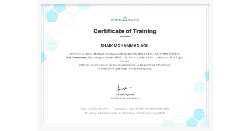 SHAIK MOHAMMAD ADIL on LinkedIn: Successfully completed the Web ... SHAIK MOHAMMAD ADIL on LinkedIn: Successfully completed the Web ...