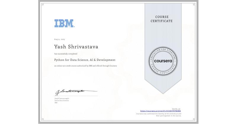 Yash Shrivastava on LinkedIn: Completion Certificate for Python for ... Yash Shrivastava on LinkedIn: Completion Certificate for Python for ...