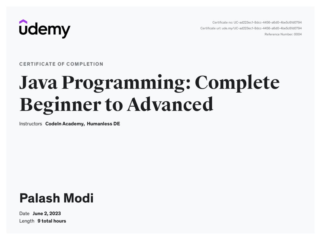 Palash Modi on LinkedIn: Udemy Course Completion Certificate Palash Modi on LinkedIn: Udemy Course Completion Certificate