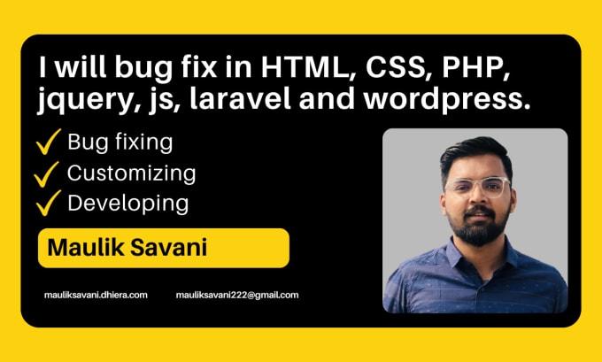 Maulik Savani on LinkedIn: Savani__: I will bug fix in HTML, CSS, PHP ... Maulik Savani on LinkedIn: Savani__: I will bug fix in HTML, CSS, PHP ...