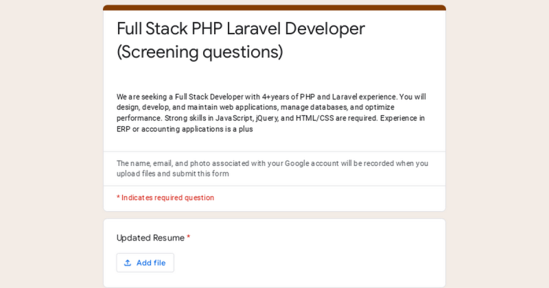 Nimra Naeem on LinkedIn: Full Stack PHP Laravel Developer (Screening ... Nimra Naeem on LinkedIn: Full Stack PHP Laravel Developer (Screening ...