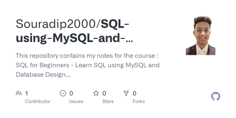 Souradip Ghosh on LinkedIn: GitHub - Souradip2000/SQL-using-MySQL-and ... Souradip Ghosh on LinkedIn: GitHub - Souradip2000/SQL-using-MySQL-and ...