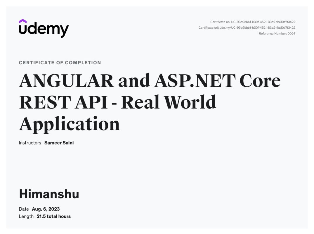 Himanshu Sharma on LinkedIn: Udemy Course Completion Certificate Himanshu Sharma on LinkedIn: Udemy Course Completion Certificate