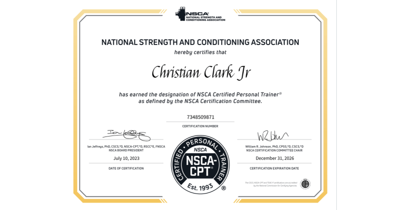 Christian Clark Jr on LinkedIn: NSCA - Certified Personal Trainer (NSCA ... Christian Clark Jr on LinkedIn: NSCA - Certified Personal Trainer (NSCA ...