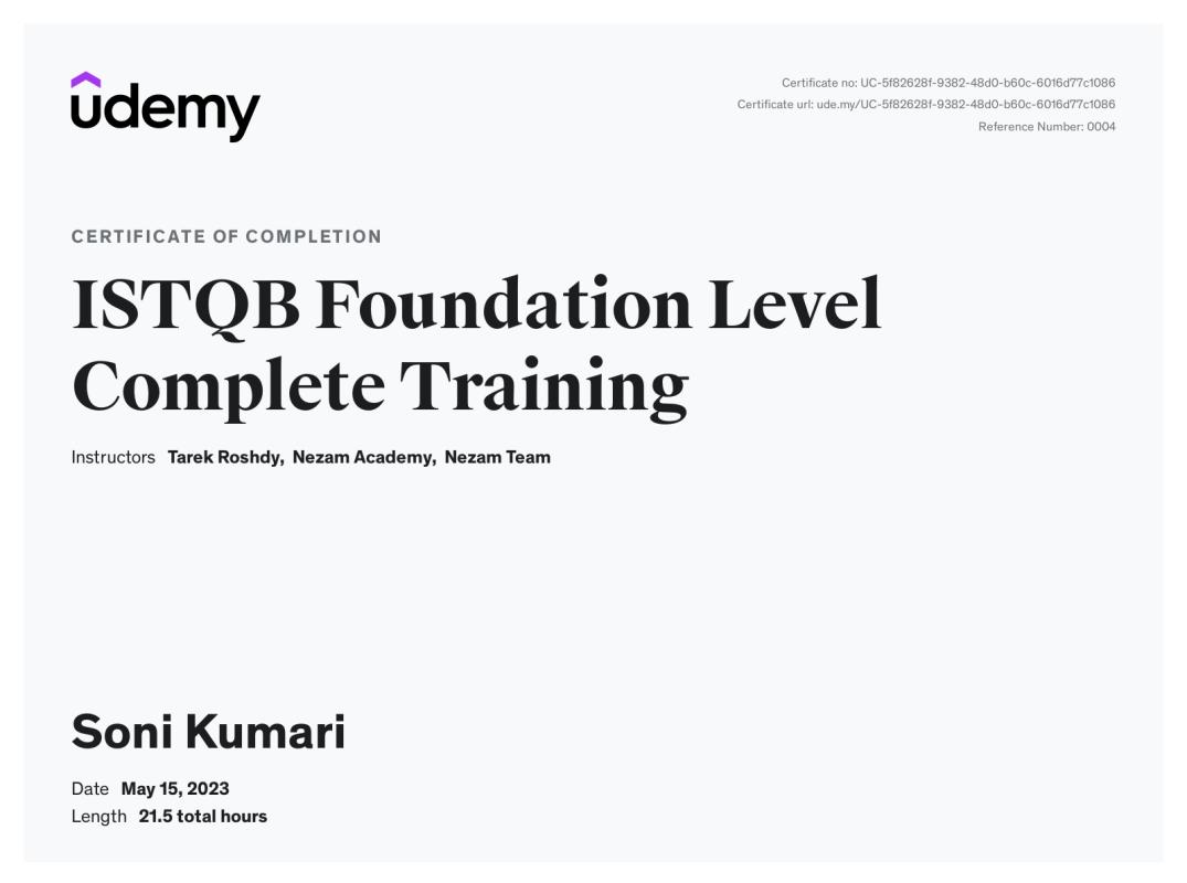 Soni Kumari on LinkedIn: Udemy Course Completion Certificate Soni Kumari on LinkedIn: Udemy Course Completion Certificate