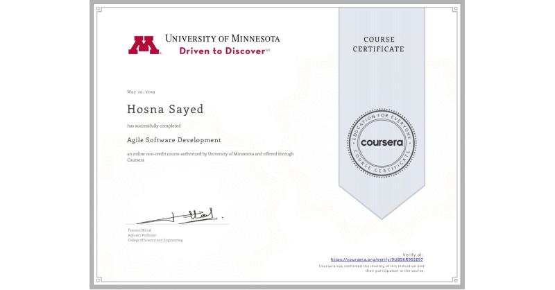 Hosna Sayed on LinkedIn: Completion Certificate for Agile Software ... Hosna Sayed on LinkedIn: Completion Certificate for Agile Software ...
